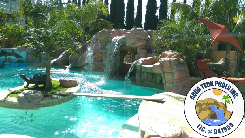 Swimming Pool Rock Waterfalls - Artificial Rock Pool Contractor Los ...